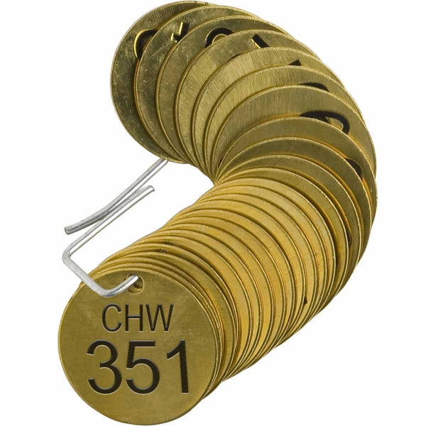 Stamped Brass Valve Tags CHW Chilled Water 23530
