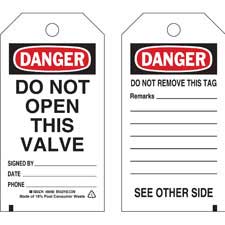 Brady Accident Prevention Tags - DO NOT OPEN THIS VALVE| Buy online