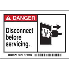 DANGER DISCONNECT BEFORE SERVICING. Labels