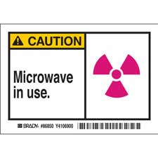 CAUTION Microwave in use. Labels